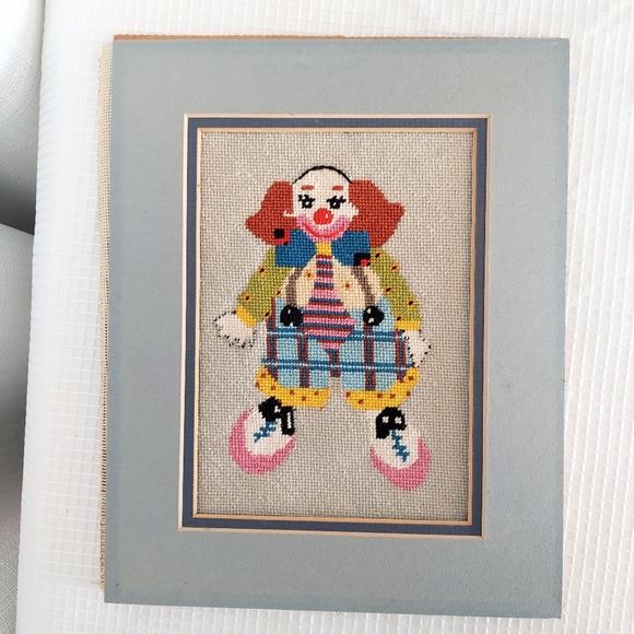Handmade | Art | Colorful Clown Finished Needlepoint W Double Maready ...